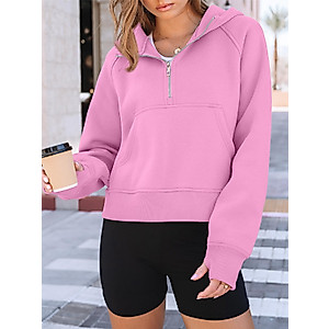 AUTOMET Womens Hoodies Fleece Fall Fashion Outfits Workout Sweatshirts Winter Jackets Oversized Pullover Tops Clothes 2025 Pink L