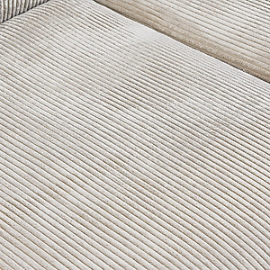 Sdorens 141" Modular Sectional Sofa, L-Shaped Couch 3 Seater with Ottoman, Oversized Corduroy Modern Modular Sofa with 5 Pillows for Living Room, Office, Beige