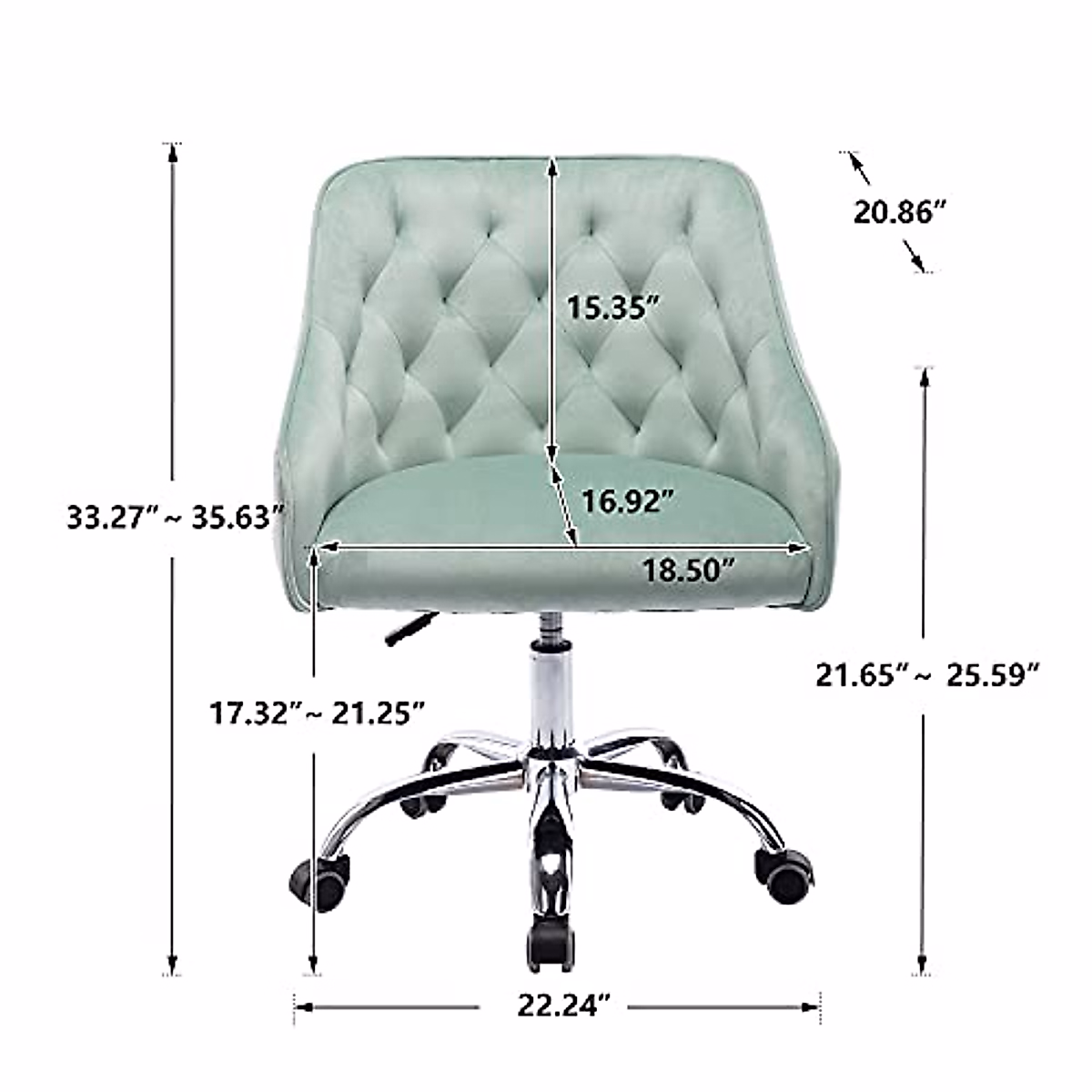 CNANXU Velvet Swivel Shell Chair with Adjustable Height,Accent Swivel Desk Chair,Modern Leisure Office Chair for Living Room (Mint Green)