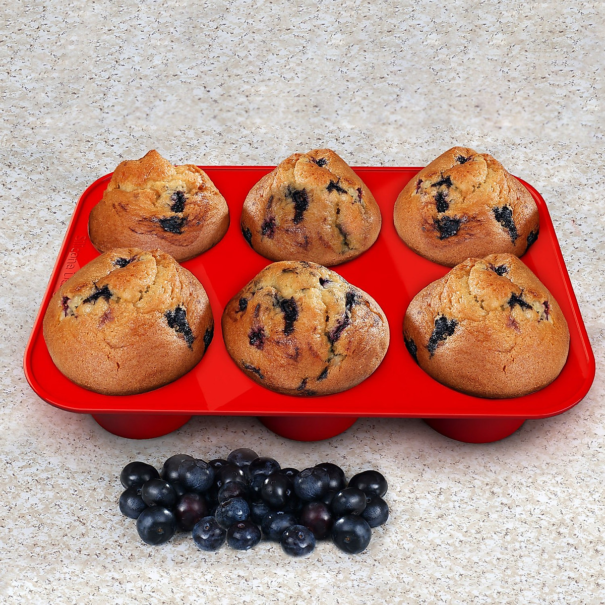 Silicone Texas Muffin Pans and Cupcake Maker, 6 Cup Large, Set of 2, Professional Use