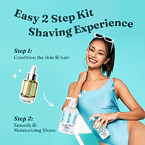 IntiMD Coochy Plus Intimate Shave Cream + Pre-Shave Elixir Moisturizer Oil Kit, HydroLock & Moisturizing Plus Continuous Hydration Reliefs Razor Burn Bump Ingrown Hair