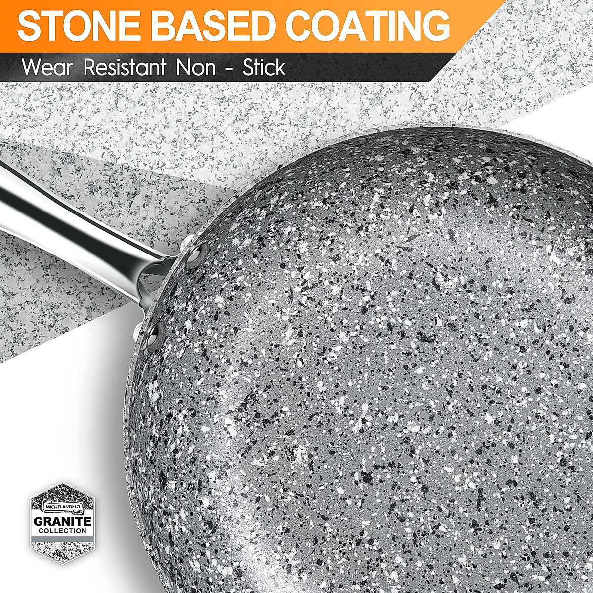 MICHELANGELO Stone Frying Pans Set 10 Inch & 12 Inch, Nonstick Frying Pans with 100% APEO & PFOA-Free Stone Non Stick Coating, Granite Skillet Set, Nonstick Skillets 2 Pcs