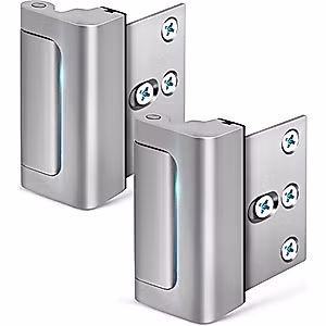Home Security Door Lock, Childproof Door Reinforcement Lock with 3 Inch Stop Withstand 800 lbs for Top Front Inward Swinging Door, Upgrade Flip High Night Lock to Defend Your Home Kids (Silver-2 Pack)