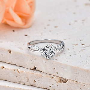 1.15 Carat (ctw) Moissanite engagement rings for women Platinum Plated Silver ring Moissanite rings - 8