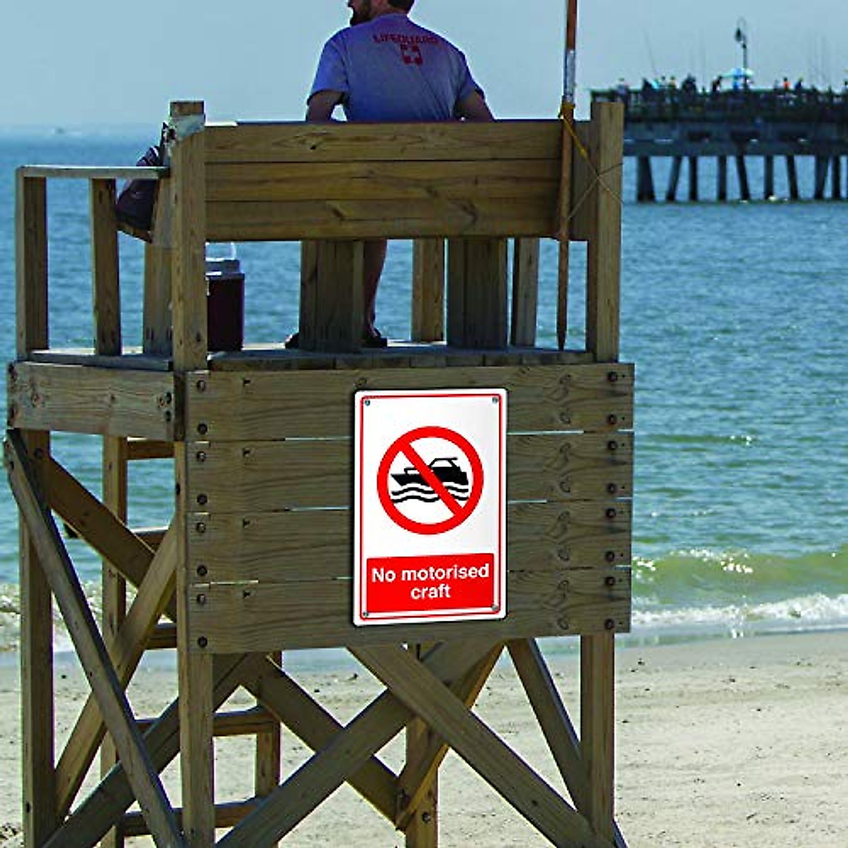 BannerBuzz No Motorised Craft Sign with Symbol Metal Aluminum Prohibited Sign Rust Free, UV Print Coated and Weatherproof Sign, Indoor Outdoor Use (24" W X 36" H, Sign without Holes)