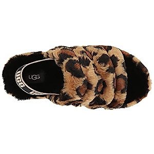 UGG Girls K Fluff Yeah Slide Spotty Slipper, Natural, 5 Big Kid