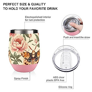 Death's Head Hawk Moth Insulated Tumbler with Lid Stainless Steel Coffee Mug Cute Wine Tea Water Cup Pink-style
