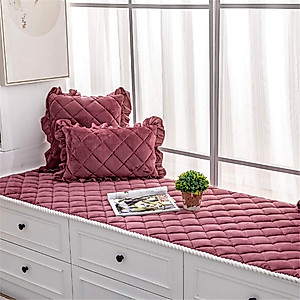 JeogYong Short Plush Thicken Bay Window Mat Non-Slip Crystal Velvet Bay Window Cushion Pad, Modern Windowsill Bench Seat Cushion for Indoor Tatami Sofa Decor Home Bedroom Living Room