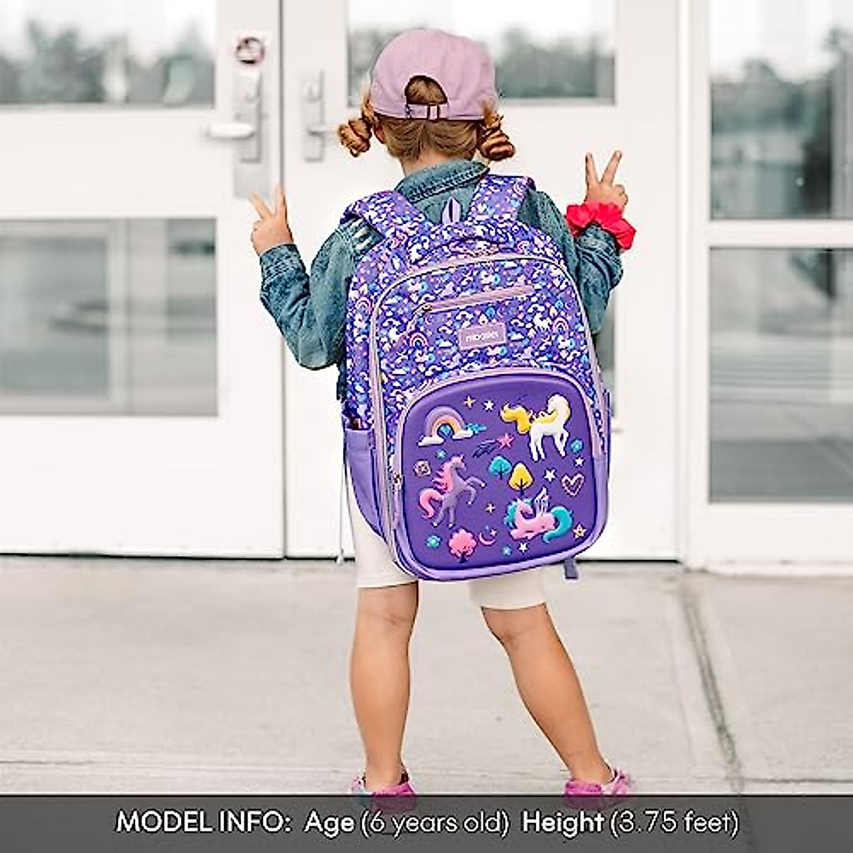 mibasies Unicorn Backpack for Girls 5-8, Large Capacity elementary school backpack(Purple Unicorn)