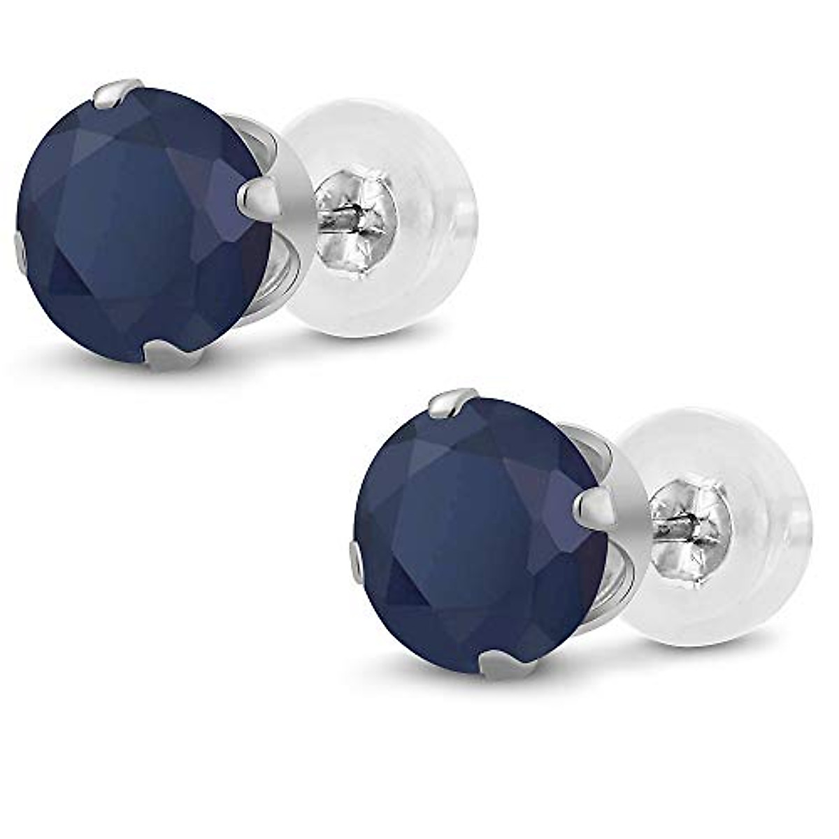 Gem Stone King 10K White Gold Gemstone Birthstone Stud Earrings | 6MM Round | White Gold Earrings For Women