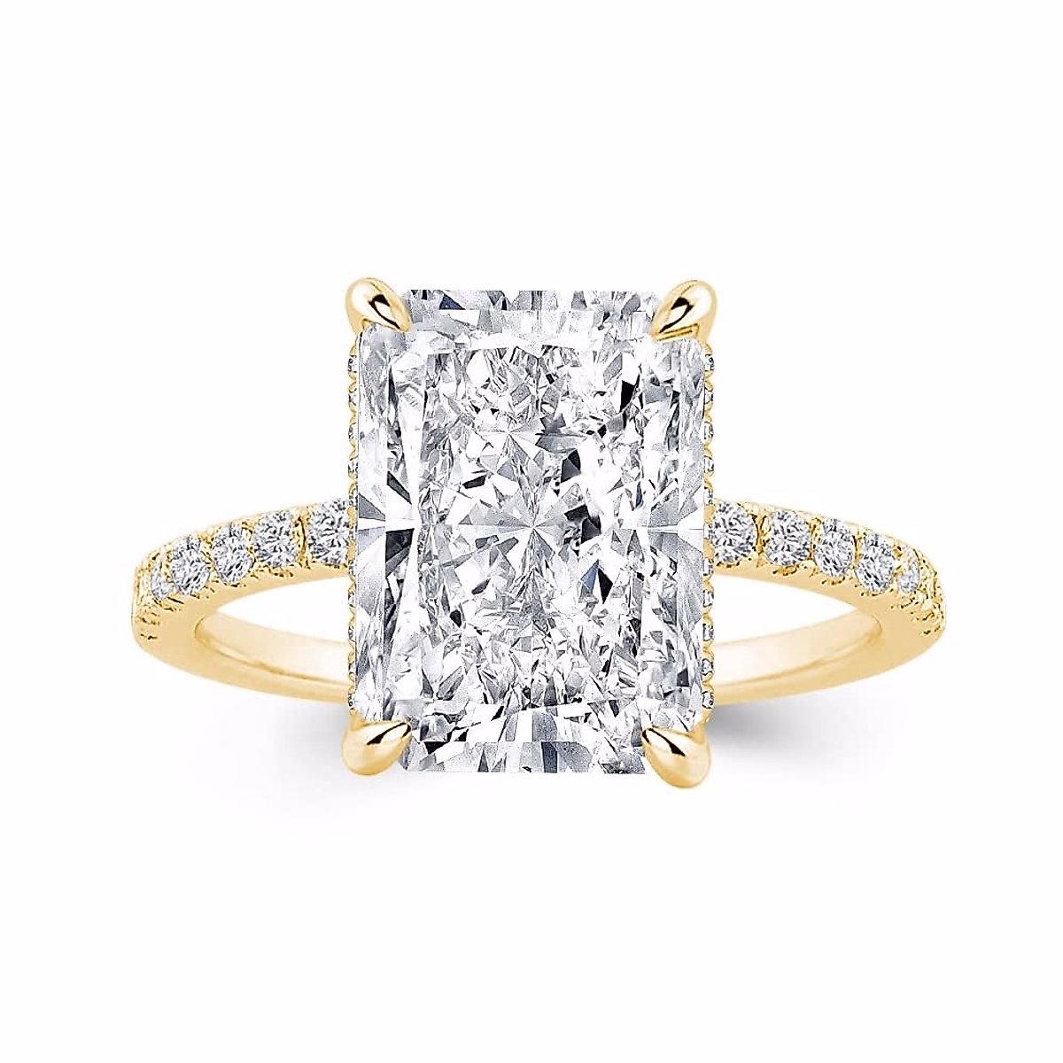 Effinny 3.5ct Radiant Cut Engagement Ring for Women,Yellow Gold Plated Sterling Silver Simulated Diamond White Sapphire Promise Ring(Size:7)