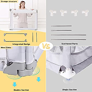 Preneo Foldable Baby Playpen, Play Pens for Babies and Toddlers, with 4 Pull Rings and 1 Storage Box, Large Playards for Easy Installation and Storage, Material Safety and Stability.