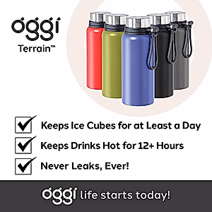 OGGI Terrain Insulated Stainless Steel Water Bottle - Large 32-Ounce Capacity, Also Suitable for Coffee & Hot Drinks, Midnight Blue