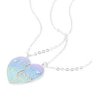 Claire's Best Friends Purple Glitter Ombre Split Heart Necklaces - 2 Pack