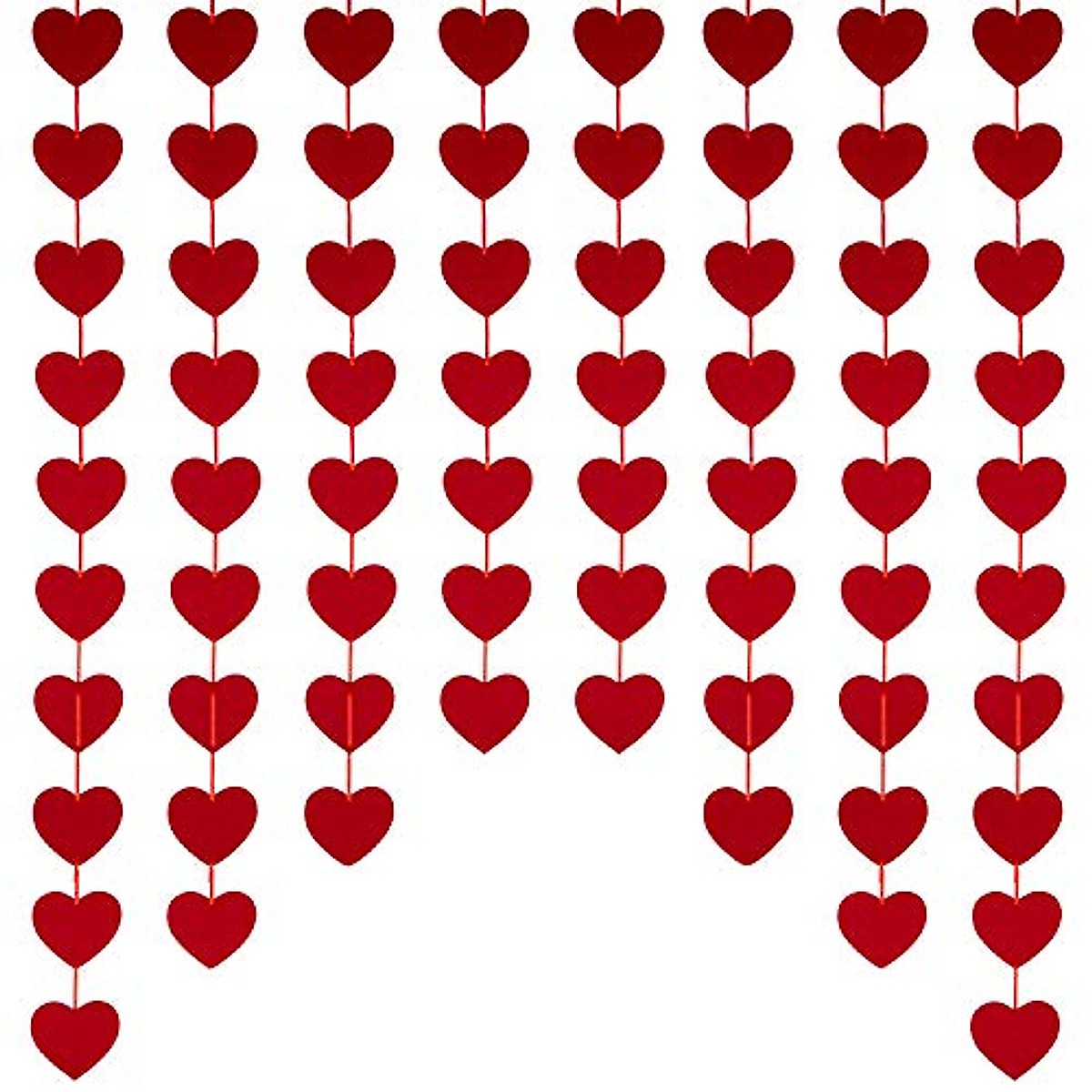 Valentines Day Decorations - 80 PCS Red Felt Garland Hanging String Hearts - NO DIY - Valentines Day Decor for Home Office Wedding Anniversary Birthday Party