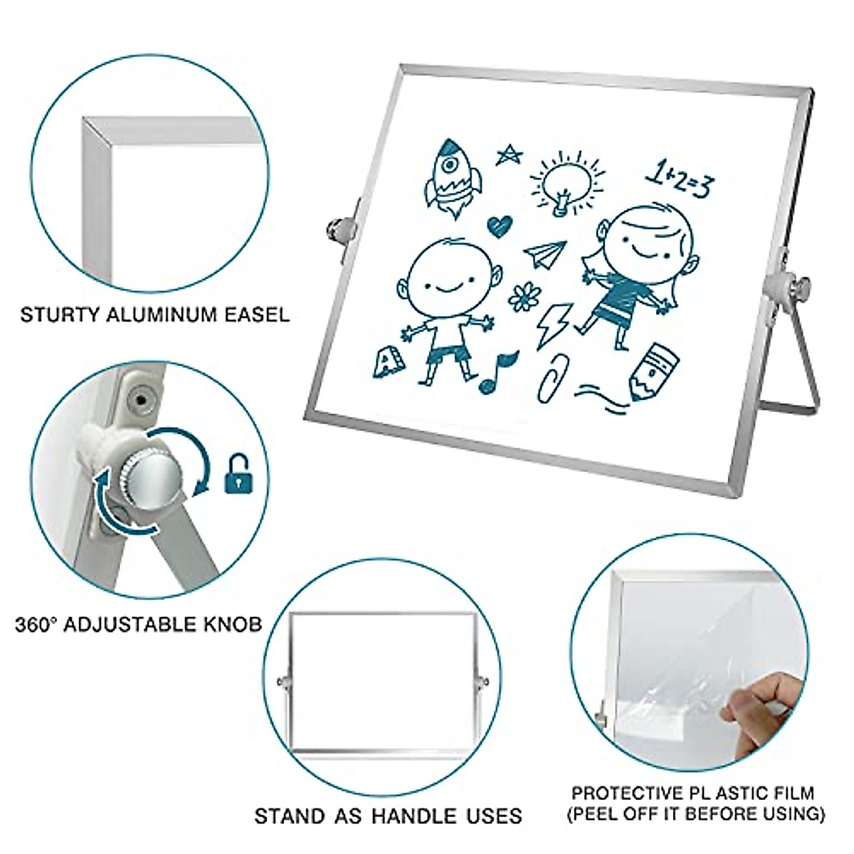 OWill Dry Erase White Board, 8” X 12” Small Whiteboard with Stand, Mini Whiteboard A4 Magnetic Desktop Board & Portable Double-Sided White Board Easel for Kids Drawing in School & Home