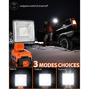 Cordless LED Work Light for Black and Decker 20v Battery, 25W LED Floodlight with USB-A&USB-C 2.1A Fast Charging Ports for Jobsite, Car Repairing, Camping, Emergency(Battery not Included)