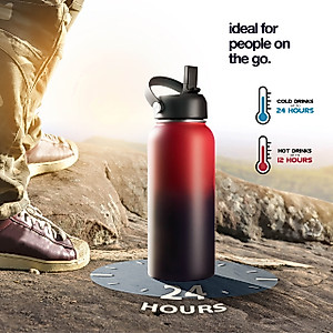 Brewberry Stainless Steel Insulated Water Bottle and Travel Mug for Hot and Cold Beverages, Wide Mouth, Double Wall Insulated Hydration Sports Water Bottle for Hiking, Biking, Outdoor, 40 OZ BPA Free