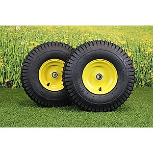 (Set of 2) 15x6.00-6 Tires & Wheels 4 Ply for Lawn & Garden Mower Turf Tires .75" Bearing (Because we supply a precision ball bearing the shaft must be clean and straight for them to fit properly)