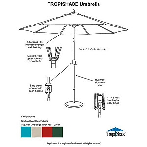 Tropishade 11' Umbrella with Premium Beige Olefin Cover (Base not included)