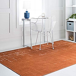 Rugs.com Valencia Collection Area Rug – 5' x 8' Orange Low Rug Perfect for Bedrooms, Dining Rooms, Living Rooms