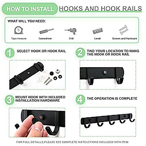 Ihomepark Coat Hooks Wall Mounted, Heavy Duty Metal 5 Coat Hanger Rack for Coat Hat Towel Purse Robes Keys Mudroom Bathroom Entryway (1 Pack, Black)