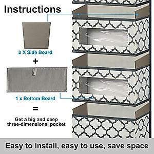 homyfort Over the Door Organizer, Hanging Storage Organizer with 5 Large Pockets & Clear Window for Nursery,Baby Diapers,Bathroom,Closet,Pantry,Dorm,Kids (Beige)