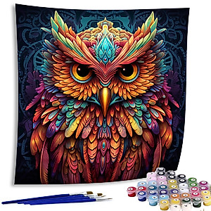 Diymood Paint by Numbers for Adults Owl, DIY Oil Painting Color Acrylic Paint by Number Kits for Kids Adults Beginner for Home Wall Decor 20x20 inch