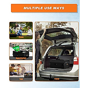 MIKKUPPA Car Trunk Organizer - Suv Trunk Organizer Oxford Material Car Trunk Organizer Trunk Storage Box with Handle, Multi-Compartment Foldable, for SUV Auto Truck Van with Non-Slip Bottom (Black)