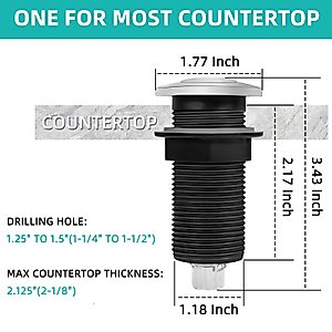 Garbage Disposal Button Air Switch: Sink Top One-Push Button for Disposer with Aluminum Alloy Power Module Brushed Nickel Stainless Steel Switch Kit Long 2.5" Fit with Food Waste Disposals up to 2.5HP
