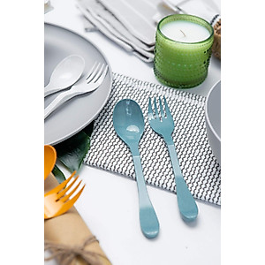 Knork Eco Plant Based 24 Pack Reusable Bamboo Flatware Set (BLUE)