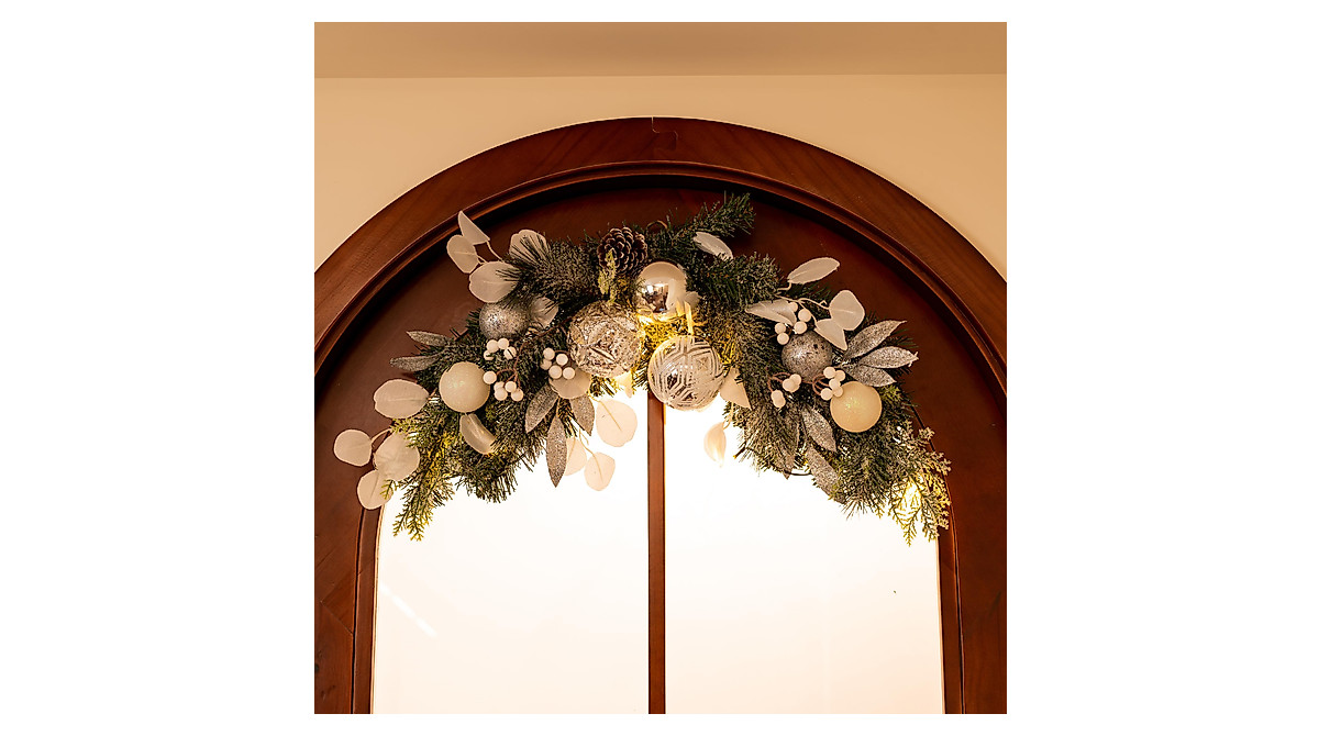 Valery Madelyn Pre-Lit Christmas Swag with LED Lights & Ornaments
