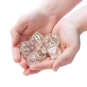 Wiz Dice Titan 25mm Dice - Large Polyhedral Dice Set for Various Role Playing Dice Games - Sparkle Vomit 7 Cnt -DND Dice Set with a Clear Dice Box - Includes D4, D6, D8, D10, D10(0), D12 & D20