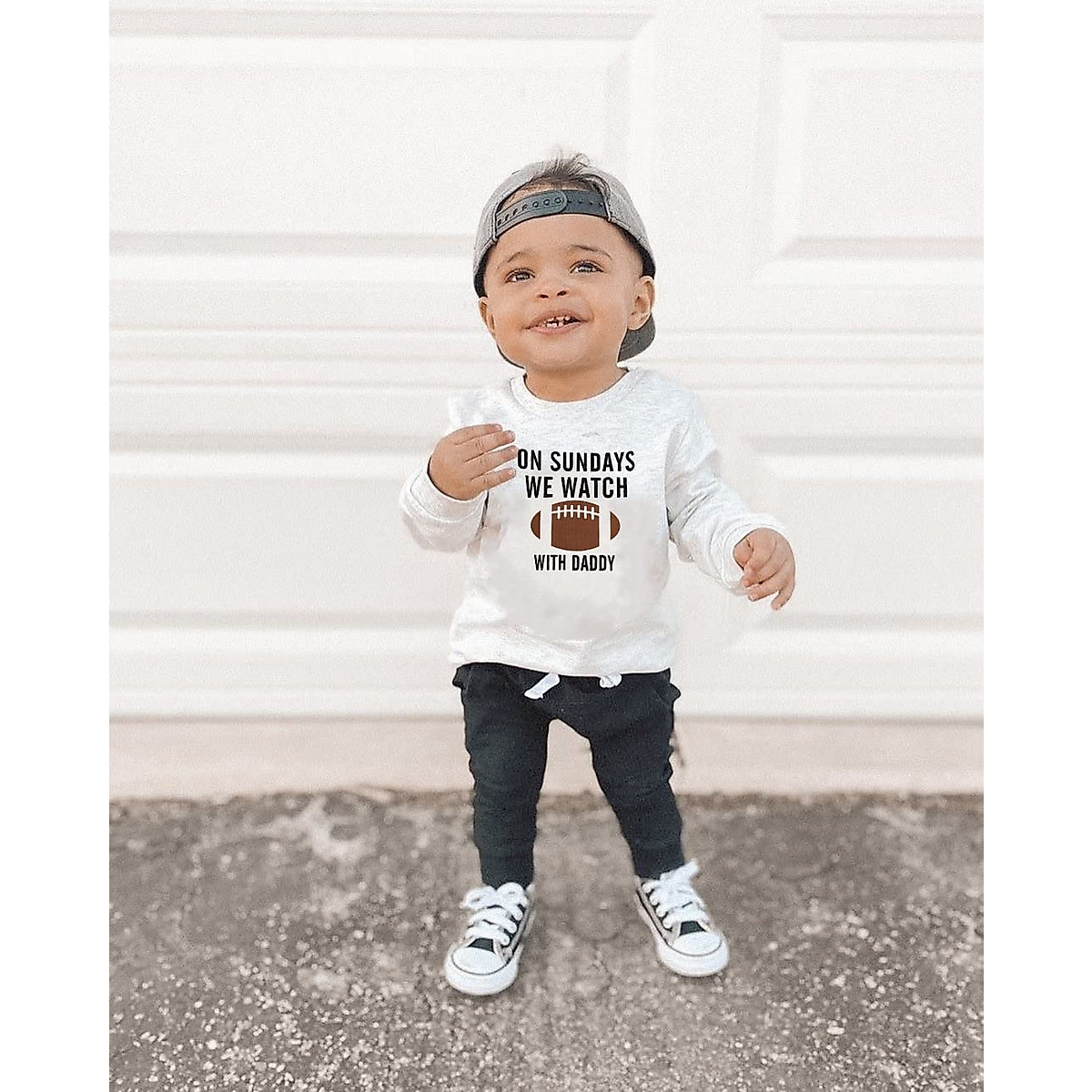 Lamuusaa Toddler Kid Baby Girl Boy On Sunday We Watch Football with Mommy/Daddy Sweatshirt Oversized Sweater Fall Clothes (Football with Daddy, 2-3 Years)