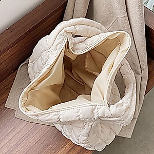 Quilted Bags for Women Lightweight Quilted Padding Shoulder Bag Down Cotton Padded Large Tote Bags Lattice Crossbody Bag Zip Closure