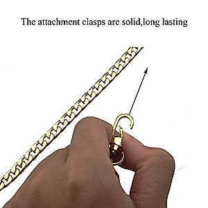 HAHIYO Mini Pochette Purse Chain Strap Thin Wide 7mm for LV Length 43.3 inches Thick 2.6mm Shiny Gold for Shoulder Cross Body Sling Handbag Wallet Clutch Comfortable Flat Metal Strap 1 Pack