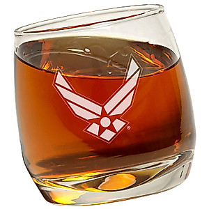 US Air Force Whiskey Glasses (Set of Two) – Rounded Bottom, Rocks/Rotates Air Force Engraved Glass - Gifts for Whiskey Lovers - Air Force Present for Retirement, Graduation, – Air Force Home Décor
