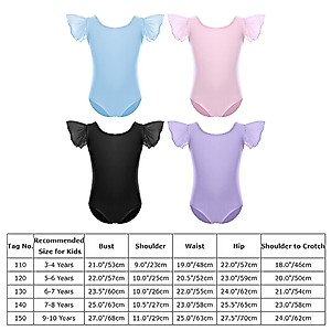Gymnastics Leotards for Girls Toddler Ballet Leotard 4 Colors Ruffle Sleeve Kids Dance Leotards Crisscross Back Bodysuit High Elastic Ballerina Costume Crew Neck Biketards Outfit Pink 6-7 Years