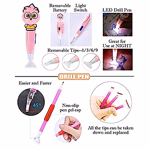 SanerDirect 104pcs Diamond Painting Tool kit, Diamond Art Accessories Kit with Big Trays & Light pens, 28 girds Storage Box for DIY Craft