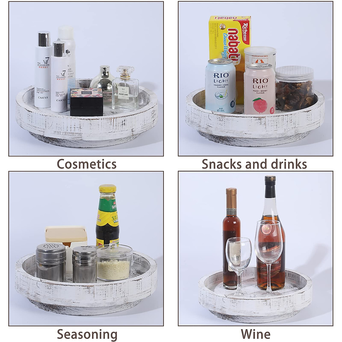 Wood Lazy Susan Kitchen Turntable 12" Rotating Dining Table Centerpiece Spice Rack Cabinet Organizer Storage Serving Tray for Pantry Cabinet Tabletop Spices Makeup Organization Decoration