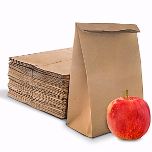 Stock Your Home 4 Lb Kraft Brown Paper Lunch Bags (100 Count) - Bulk Disposable Lunch Sacks, Small Size Blank Bag for Kids, Good for a Snack, Sandwich, Grocery Food, and Arts & Crafts Projects