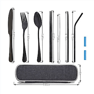 Stainless Steel Flatware Set,Travel Equipment Flatware Set 8 Pieces Set,of Portable Silverware Cutlery Set, Includes fork, Knife and Spoon Sets(Rose Gold)