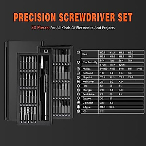 Screwdriver Set 50 in 1 Small Screwdriver Set With Case, Micro Screwdriver Set - Repair Kit for Computer, I Phone, Macbook, PS4, PS5, Xbox Controller Repair Kit