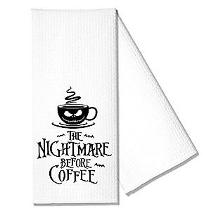 Hafhue The Nightmare Coffee Kitchen Towel, Funny Kitchen Towel Gifts for Women Sisters Friends Mom Aunts, Housewarming Gift for Women Hostess, New Home Gift for Women, Hostess Gifts