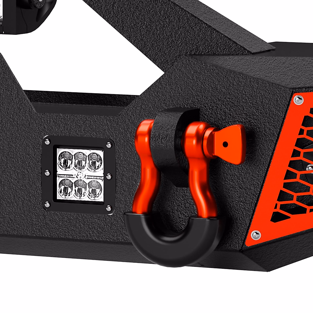 YZONA Off-road Front Bumper Compatible with 1987-2006 Jeep Wrangler TJ YJ LJ Rock Crawler Bumper w/Paintable Armor, Winch Plate, 1 x 312W LED Light, 4 x 18W LED Lights & D-rings, 2/4 Doors (Black)