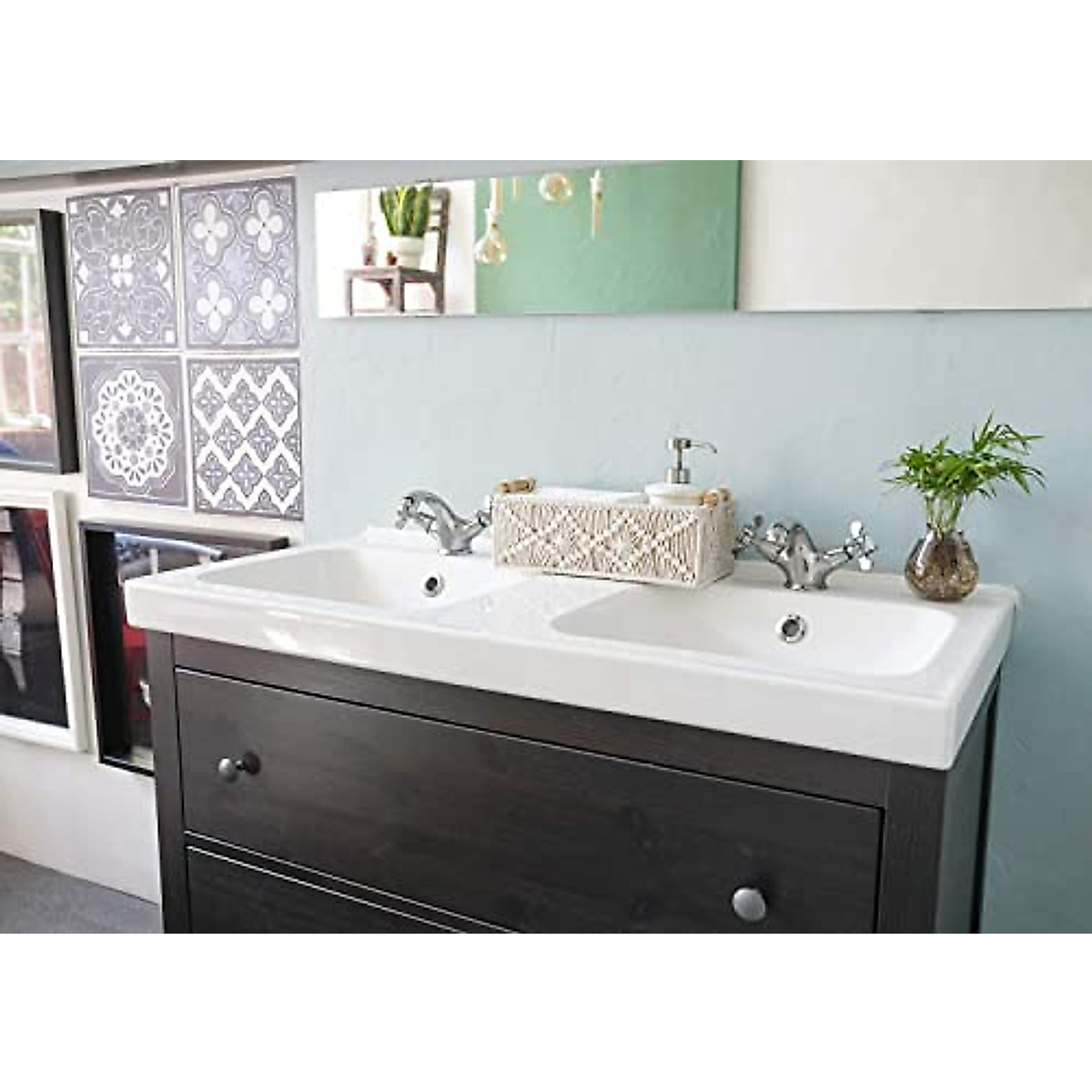 Mkono Macrame 2 pack Macrame Storage Baskets and Decorative Tray Boho Home Decor Basket for Bedroom Nursery Livingroom Dorm