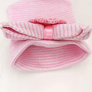 HUIXIANG Preemie Newborn Hospital Hat Soft Cotton Baby Girls Head Wrap with Big Bow Cap Nursery Beanie, A-3 Pack (0-3months), Baby