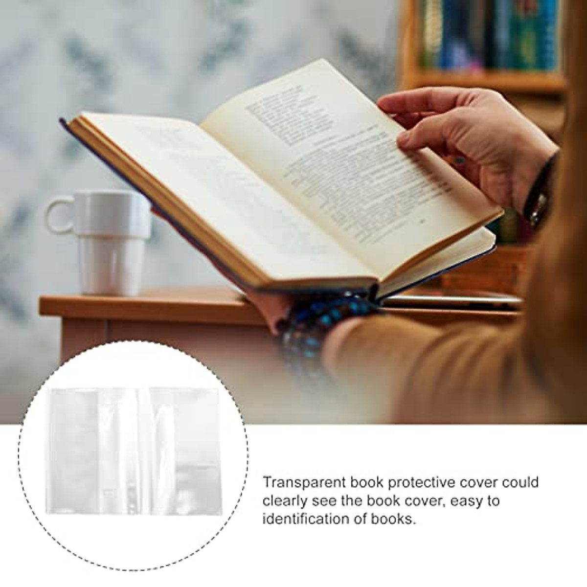 POPETPOP Clear Book Covers - 10pcs Book Protector Cover Plastic Book Sleeves Book Case Transparent Book Cover Textbook Cover for School Books