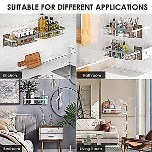 LIMINGDE Shower Caddy Shelf, Adhesive Bathroom Shower Organizer,No Drilling Wall Mounted Shower Rack,Rustproof Bath Storage Basket for Bathroom,Toilet,Kitchen - 2 Pack( Silver)