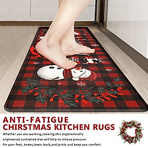 Capslpad Buffalo Plaid Christmas Kitchen Rugs Set of 2 Snowman Santa Claus Xmas Kitchen Floor Mats Non Slip Anti Fatigue Kitchen Mats for Floor Merry Christmas Cushioned Kitchen Rug Holiday Decor